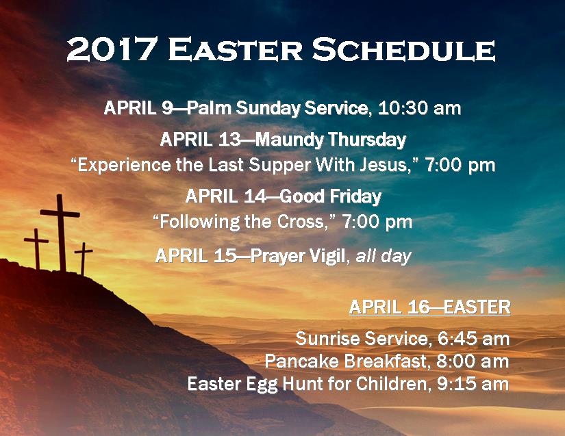 2017 Easter Schedule Postcard – First Presbyterian Church Duncanville